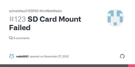 Sd Card Mount Failed · Issue 123 · Schreibfaul1esp32 Miniwebradio
