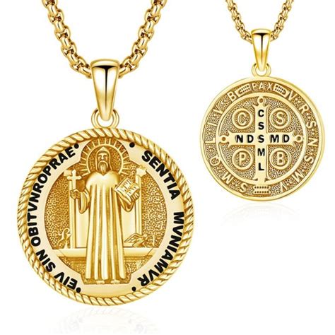 St Benedict Medals Necklace Patron Saint Medalla De San Benito 925