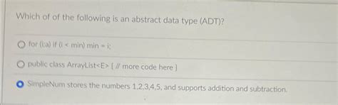 Solved Which Of Of The Following Is An Abstract Data Type