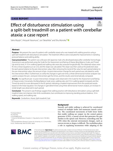 pdf effect of disturbance stimulation using a split belt treadmill on a patient with