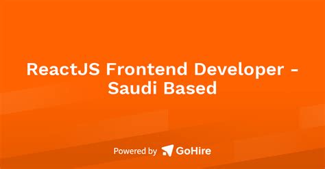 Reactjs Frontend Developer Saudi Based At Skyline Dynamics Jobs At