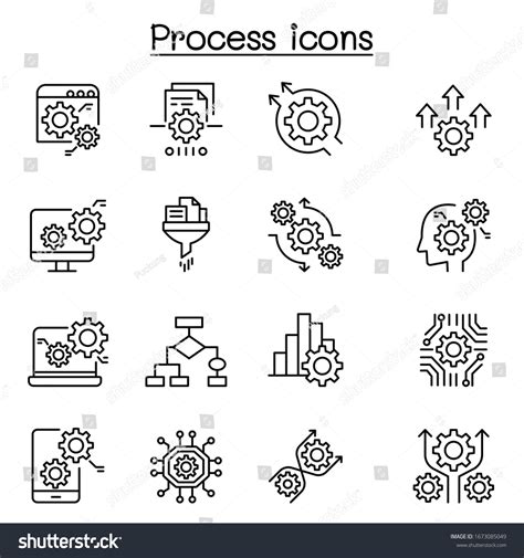 Process Data Analysis Icon Set Thin Stock Vector Royalty Free