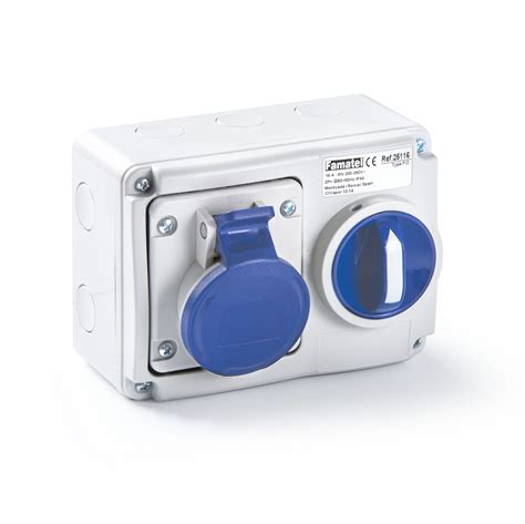 IP Switched Interlocked Horizontal Wall Mounted Socket A V P P T Famatel USA