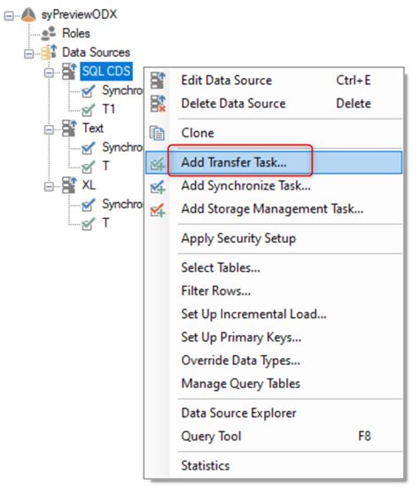 table and column selection in an odx instance community
