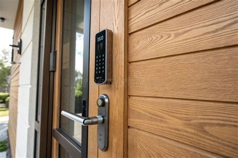 Digital Locking System On Wooden Door Stock Illustration Illustration Of Secureaccess