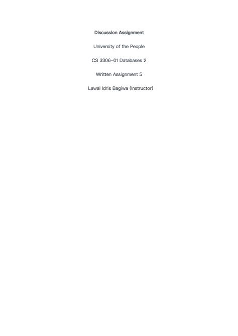 Databases 2 Written Assignment Unit 7 Database Systems Studocu