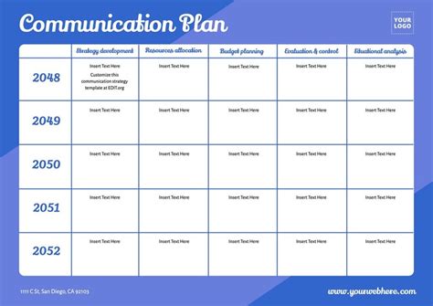 Communication Plan Matrix Template