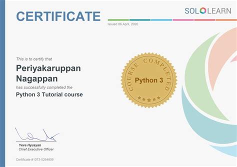 Periyakaruppan Nagappan On Linkedin Sololearn Certificate For Python