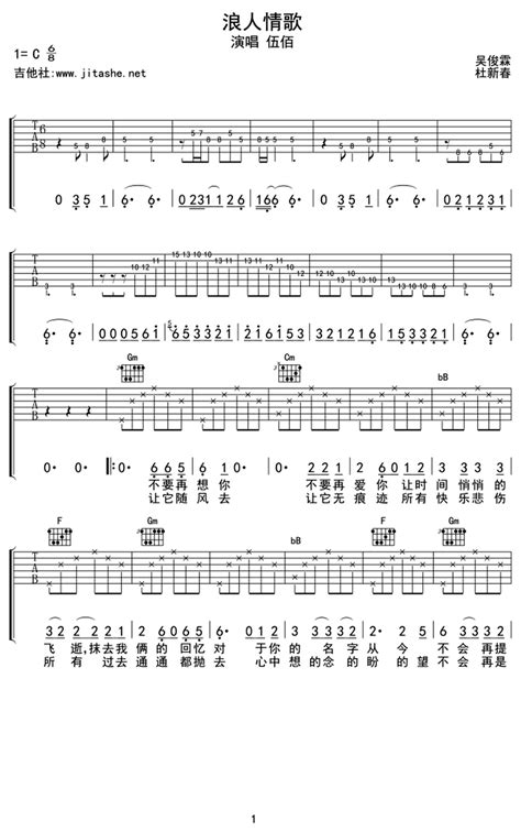 浪人情歌 伍佰 吉他谱 Chord4