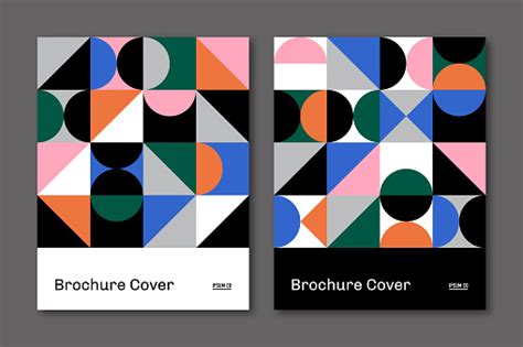 추상적 인 기하학적 그래픽이있는 브로셔 표지 디자인 템플릿 Milo System Ipsumco 시리즈 기하 도형에 대한 스톡