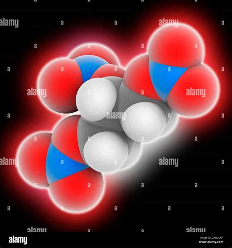 Nitroglycerin Molecular Model Of The Chemical Nitroglycerin C3 H5 N3 O9 This Colourless