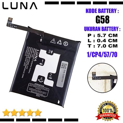 Jual Baterai Battery Original G58 For Type HP LUNA X Plus Xplus LUNA XTREAM Ultima Baterai