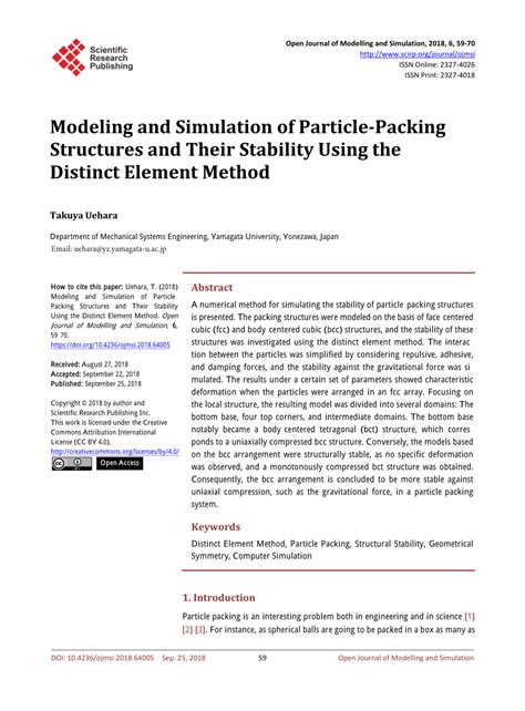 Pdf Modeling And Simulation Of Particle Packing Structures And Their