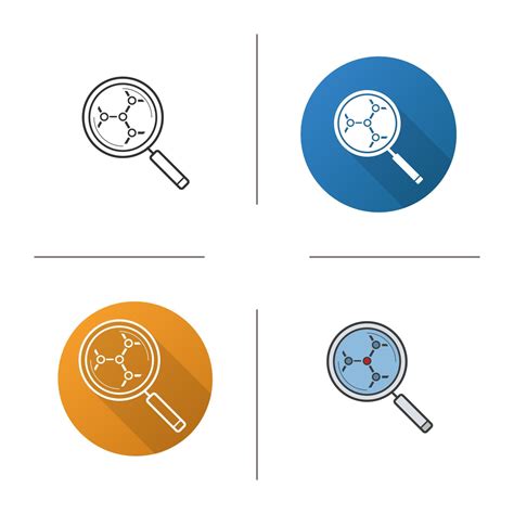 Molecular Structure Analysis Icon Flat Design Linear And Color Styles