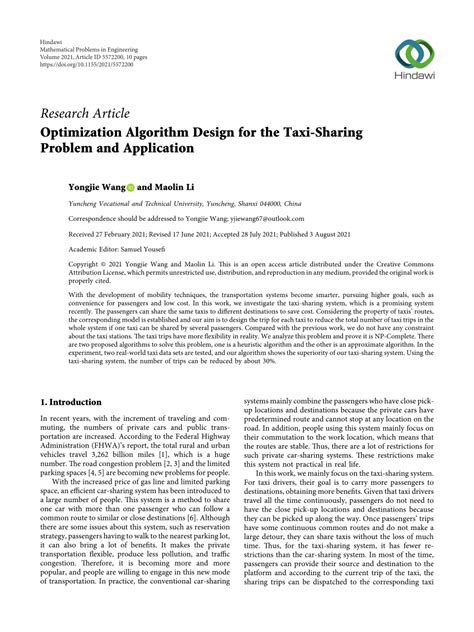 pdf optimization algorithm design for the taxi sharing problem and