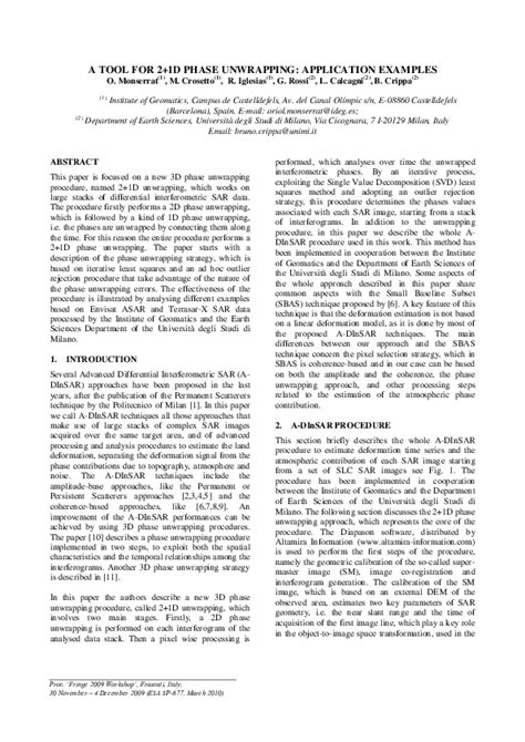 Pdf A Tool For 2 1d Phase Unwrapping Application Examples Ruben Iglesias