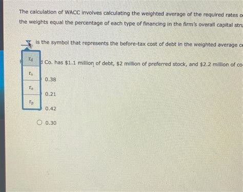 Solved 1 The Basic WACC Equation The Calculation Of WACC Chegg Com