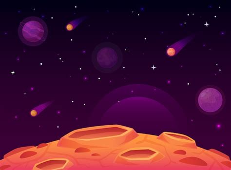 Premium Vector Space Asteroid Surface Planet With Craters Surface