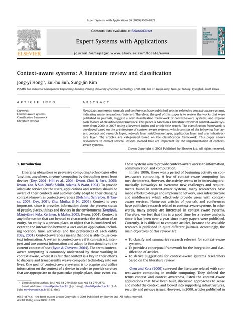 Pdf Context Aware Systems A Literature Review And Classification