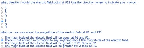 Solved What Direction Would The Electric Field Point At P1