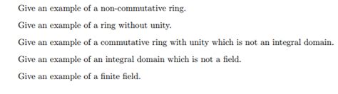 Solved Give An Example Of A Non Commutative Ring Give An