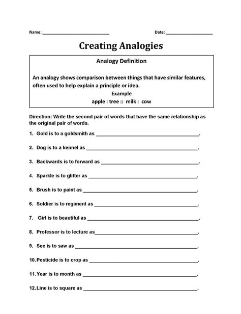 Analogies Worksheets Free Image And Pdf Printables