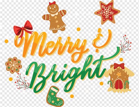 크리스마스 타이포그래피 텍스트 쿠키 꽃 메리 밝은 Png Pngwing