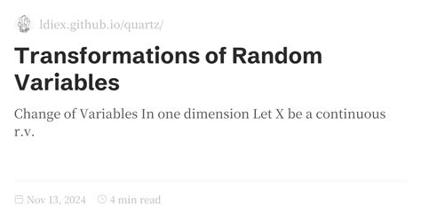 Transformations Of Random Variables