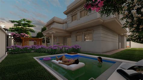 Chic Classicism 3d Visualization Of A Classic Villa Behance