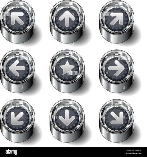 Navigation And Direction Arrow Icons On Modern Rubber Vector Button Set