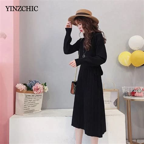 Зимний женский вязаный комплект из двух предметов однотонный свободный свитер жилет платье