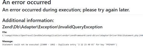 Php Integrity Constraint Violation Duplicate Entry For Key