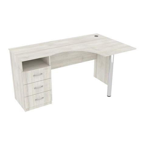Письменный стол угловой с ящиками и полкой Мередиан Воркинг 6 шамони светлый 150х90 см купить