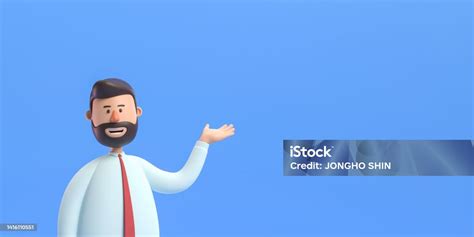 3d 그림 분홍색 배경에 고립 된 만화 캐릭터 남자 재미있는 남자는 검지 손가락으로 방향을 보여주는 파란색 셔츠를 입습니다 추천 개념 3차원 형태에 대한 스톡 사진 및 기타