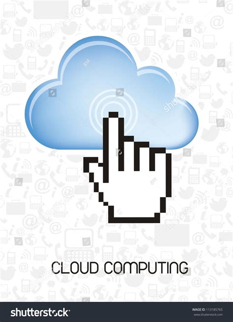 cloud computing cursor hand silhouette background stock vector royalty