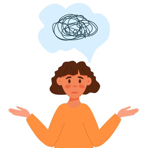 Young Confused Girl In Cartoon Flat Style Concept Of Confusion