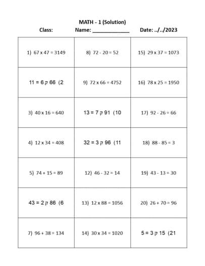 Math Operations Worksheets Addition Subtraction Multiplication And Division 02