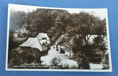 Vintage Real Photo Postcard Cockington Village And Forge Torquay Devon