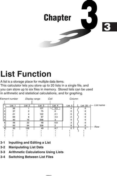 Casio Zx 945 Ch03e Chapter 3 List Function Algebra Chapter03 En