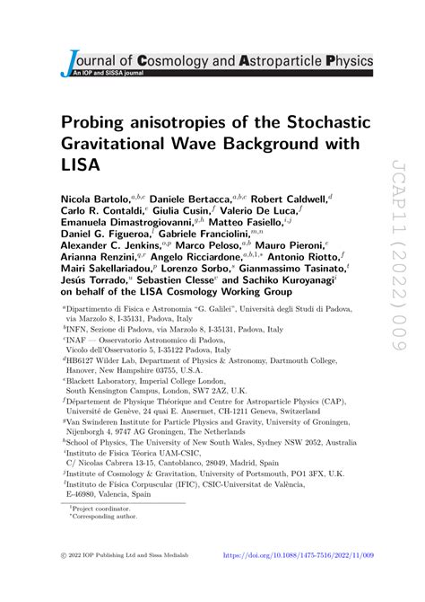 Probing Anisotropies Of The Stochastic Gravitational Wave Background With Lisa Request Pdf