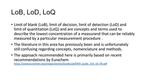 Lob Lod Loq For Method Validation In Laboratory Pdf Physics Science