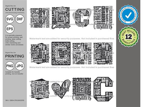 Crusaders Svg Crusader 12 Typography Svg Mascot Designs Pack Etsy