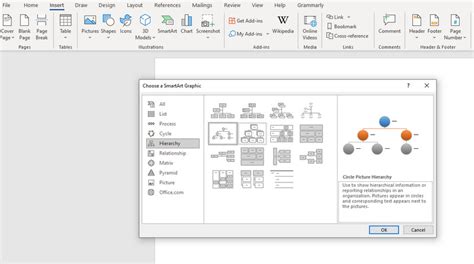 Organisationsdiagram I Word Oprettelse Af Organisationsdiagram I En Dokumenteditor