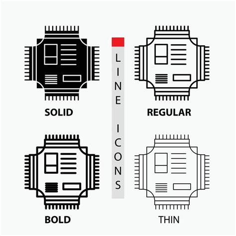 Chip Cpu Microchip Processor Technology Icon In Thin Regular Bold Line And Glyph Style