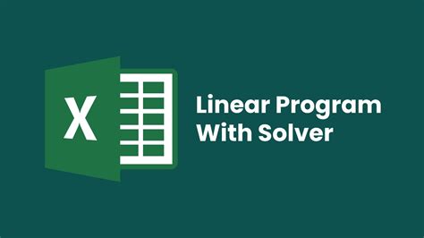 Linear Program With Solver Excel Youtube