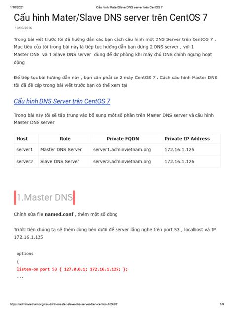 Cấu Hình Mater Slave Dns Server Trên Centos 7 Pdf