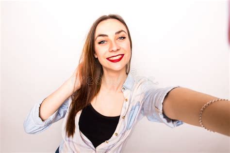 Young Beautiful Girl Taking Selfie Picture From Hands Stock Image Image Of Girl Taking 69585565