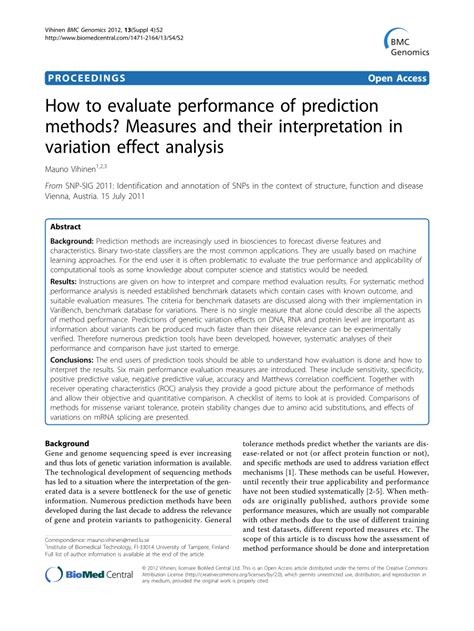 Pdf How To Evaluate Performance Of Prediction Methods Measures And