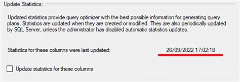 update statistics documentation