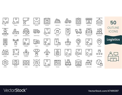 Set Of Logistics Icons Thin Linear Style Icons Vector Image